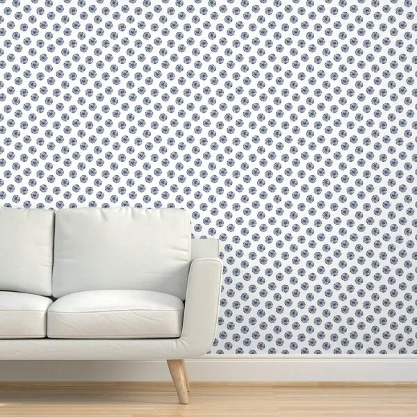 Spoonflower Sunburst Indigo Sea Urchin Ocean Custom Pre-pasted Wallpaper