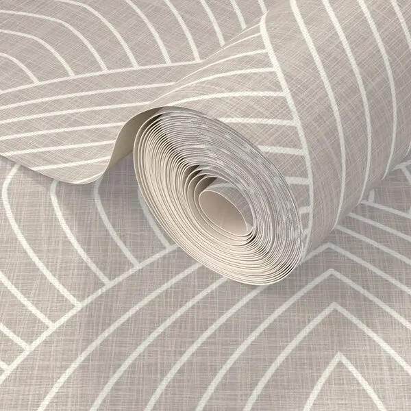 Spoonflower Art Deco Swirl Custom Pre-pasted Wallpaper - Gray,white