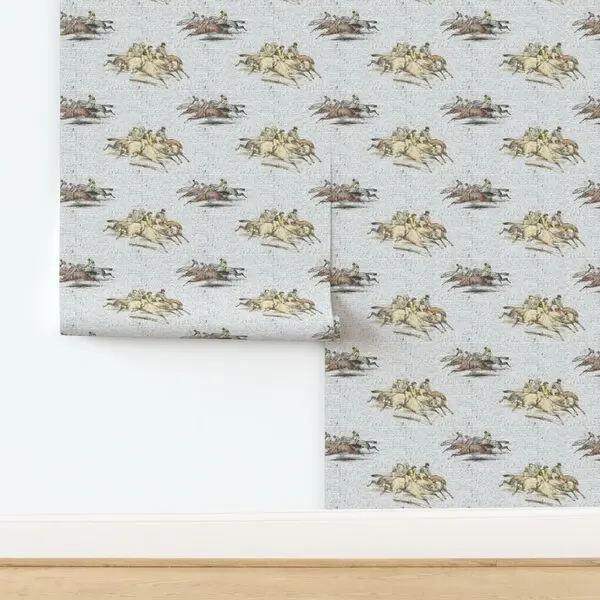 Spoonflower Run Equestrian Horse Pony Race Script Handwriting Traditional Wallpaper