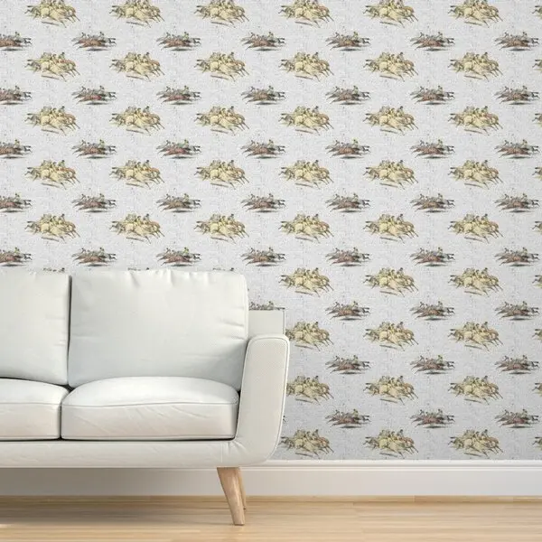 Spoonflower Run Equestrian Horse Pony Race Script Handwriting Traditional Wallpaper