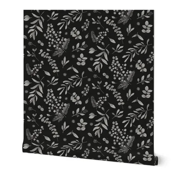 Spoonflower Australian Flora Wattle Eucalyptus Silver 100% Natural Sisal Grasscloth Wallcovering