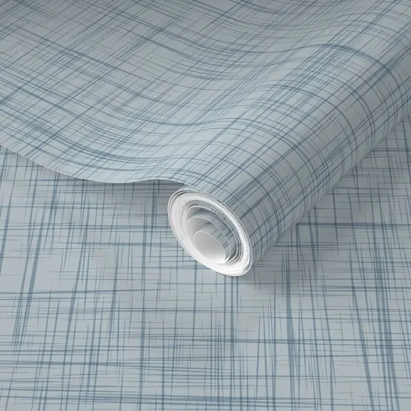 Spoonflower Blue Grey Texture Coordinate Retro Grid Lines Custom Pre-pasted Wallpaper