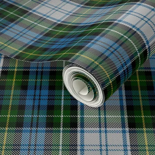 Spoonflower Tartan Large Kilt Plaid Scotland Scottish Blue Custom Pre-pasted Wallpaper - Green,blue,gray