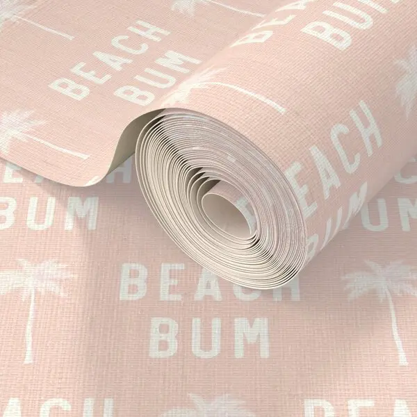 Spoonflower Beach Bum Soft Lad19 100% Natural Sisal Grasscloth Wallcovering - Pink