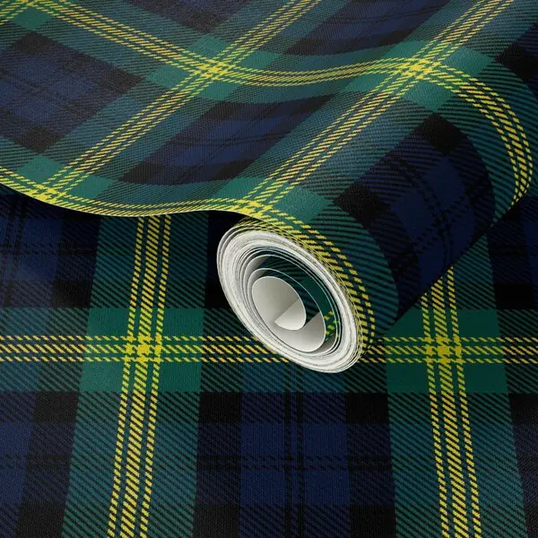 Spoonflower Gordon Tartan Clan Traditional Wallpaper - Black,green,gray
