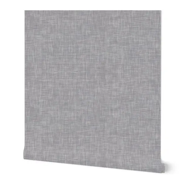 Spoonflower Light Blue Grey Metal 100% Natural Sisal Grasscloth Wallcovering - Gray,grey