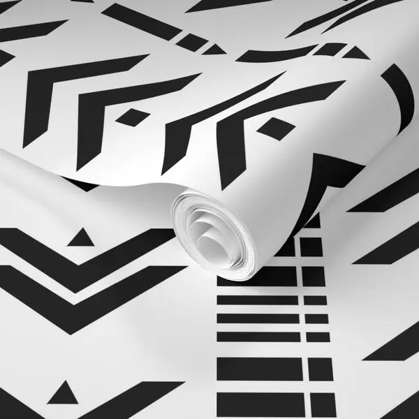 Spoonflower Black White Modern Arrows Arrow Abstract Custom Removable Wallpaper - Black,white,gray