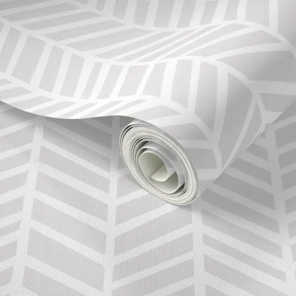 Spoonflower Herringbone Light Gray Medium Arrow Geometric Custom Pre-pasted Wallpaper - Gray,white
