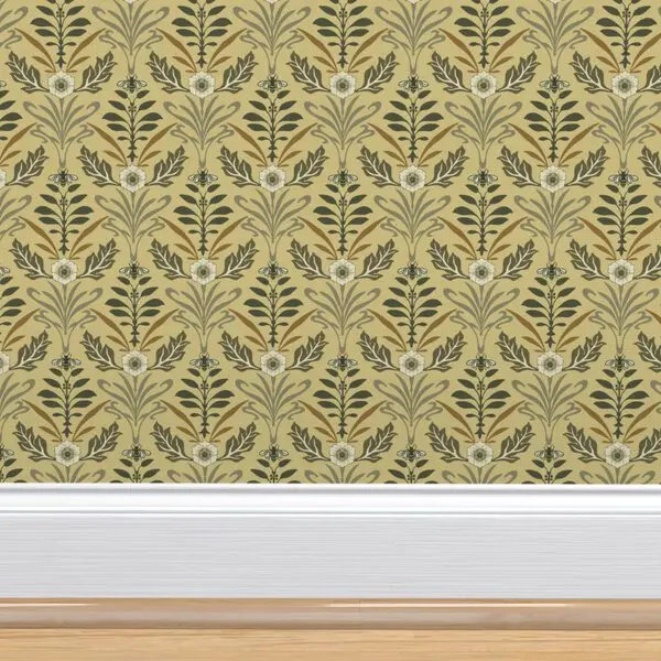 Spoonflower Art Nouveau Medium 100% Natural Sisal Grasscloth Wallcovering
