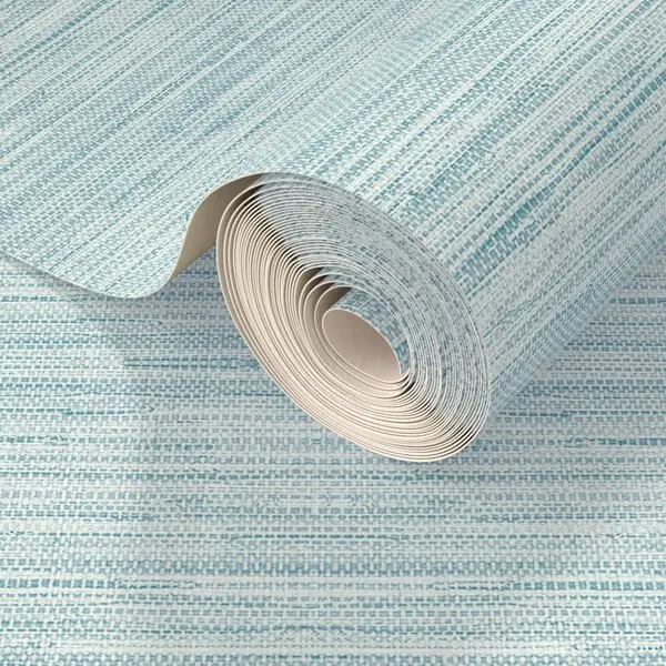 Spoonflower Coastal Light Blue White Solid Texture Custom Pre-pasted Wallpaper - Blue,white,teal