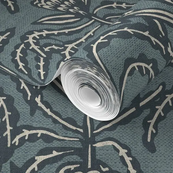Spoonflower Maisey Denim Custom Pre-pasted Wallpaper - Blue