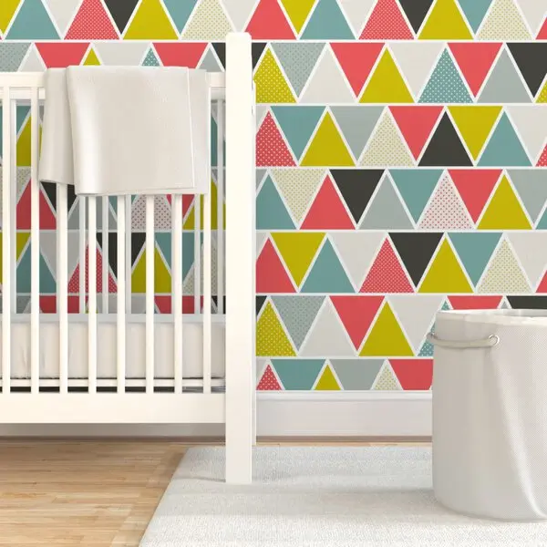 Spoonflower Triangle Geometric Dots Chevron Zig Zag Modern Traditional Wallpaper