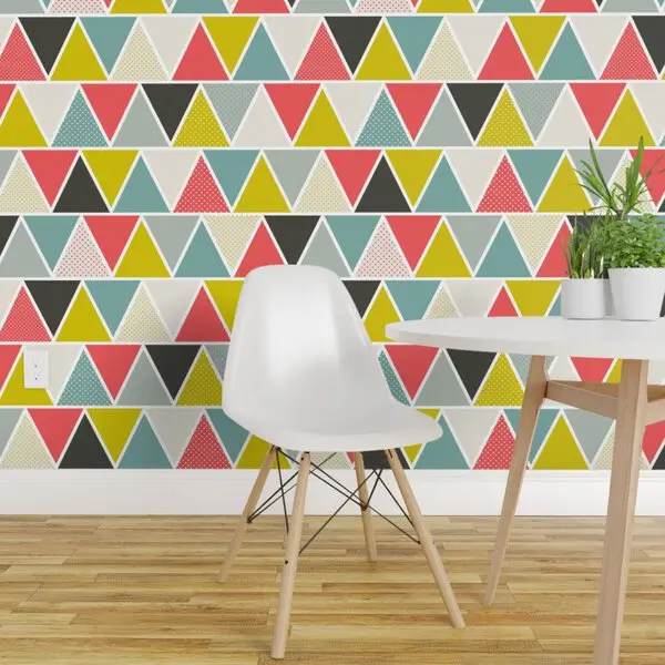 Spoonflower Triangle Geometric Dots Chevron Zig Zag Modern Traditional Wallpaper