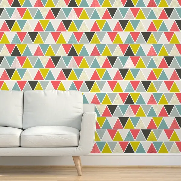 Spoonflower Triangle Geometric Dots Chevron Zig Zag Modern Traditional Wallpaper