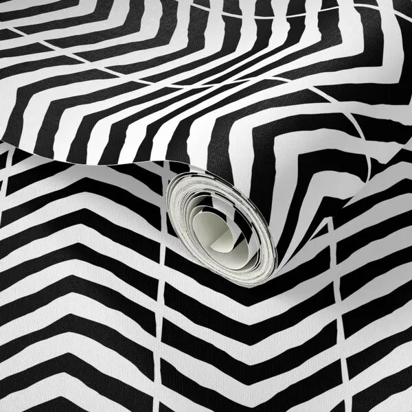 Spoonflower Black White Stripe Abstract Graphic Coordinate Traditional Wallpaper - Black,white,gray