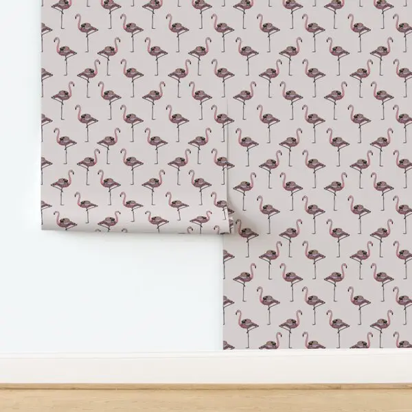 Spoonflower Flamingo Pug Custom Removable Wallpaper