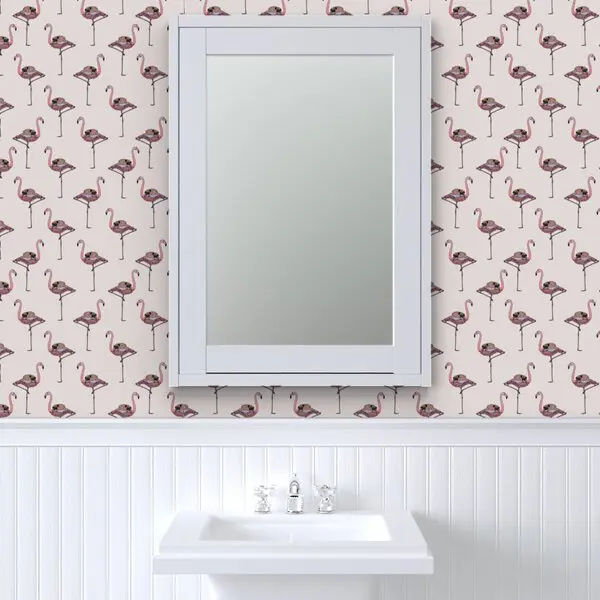 Spoonflower Flamingo Pug Custom Removable Wallpaper