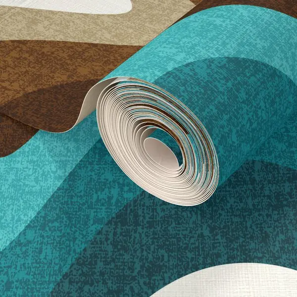Spoonflower Beachy Wave Stripes 100% Natural Sisal Grasscloth Wallcovering - White,turquoise,blue