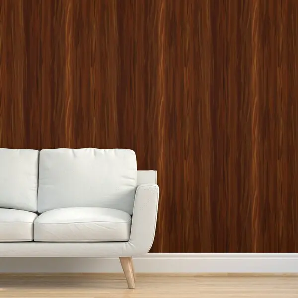 Spoonflower Mahogany Wood Custom Pre-pasted Wallpaper - Brown,black
