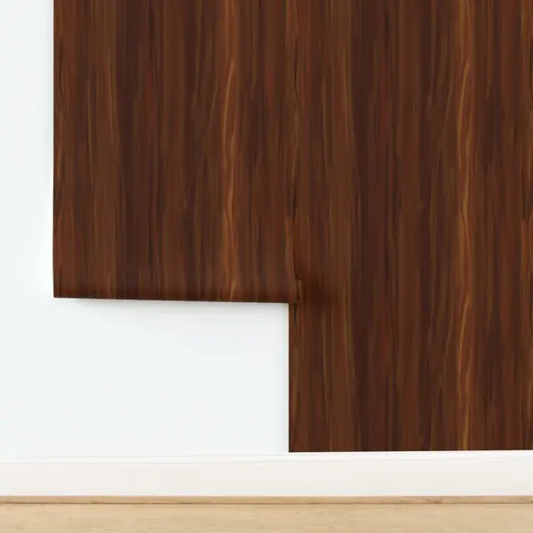 Spoonflower Mahogany Wood Custom Pre-pasted Wallpaper - Brown,black