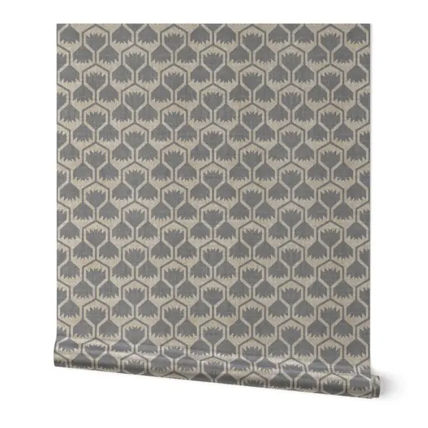 Spoonflower Geometric Woven Geo Texture Linen Tribal 100% Natural Sisal Grasscloth Wallcovering
