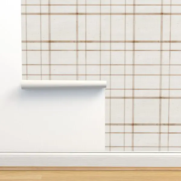 Spoonflower And White Plaid 100% Natural Sisal Grasscloth Wallcovering