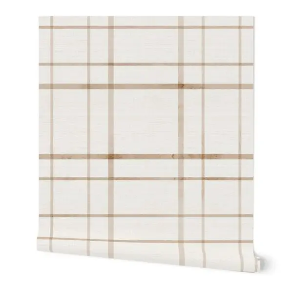 Spoonflower And White Plaid 100% Natural Sisal Grasscloth Wallcovering