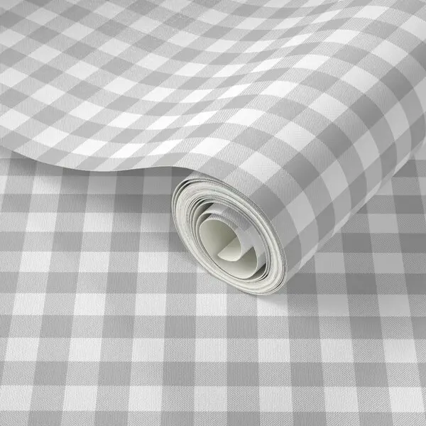 Spoonflower Plaid Grey Buffalo Check Lumberjack White And Custom Removable Wallpaper - White,gray
