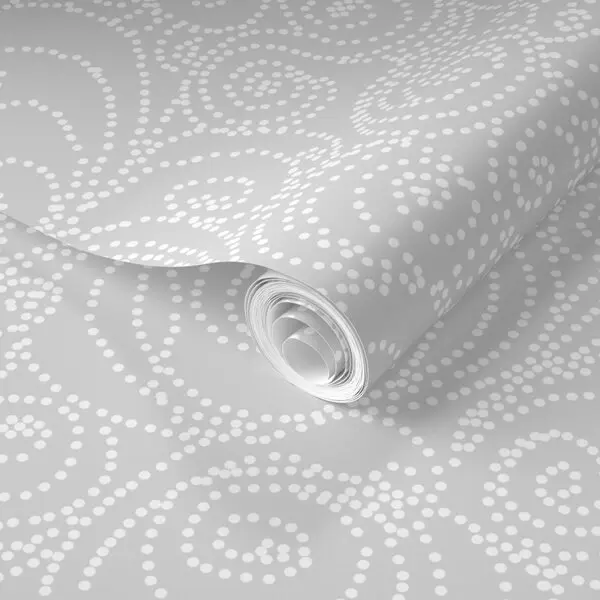 Spoonflower Dots Hand Drawn Calm Quiet Zen Zone Custom Pre-pasted Wallpaper - White,gray