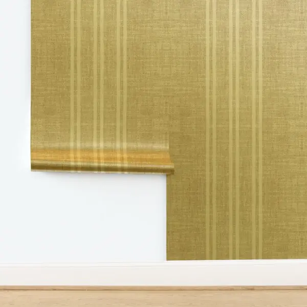 Spoonflower Stripe Modern Geometric Baby Line Decor Nursery Custom Pre-pasted Wallpaper - Tan