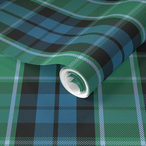 Spoonflower Blue Green Tartan Scottish Traditional Wallpaper - Blue,green
