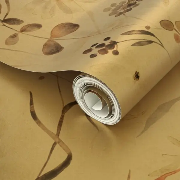 Spoonflower White Cream Flowers Brown Floral Neutral Beige Traditional Wallpaper - Beige,brown,gray