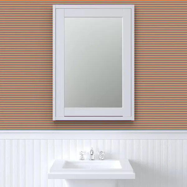 Spoonflower Tiny Stripes Horizontal Colorful Custom Removable Wallpaper