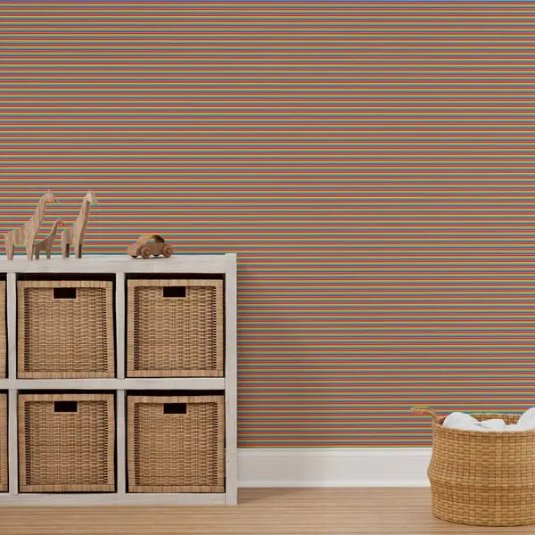 Spoonflower Tiny Stripes Horizontal Colorful Custom Removable Wallpaper