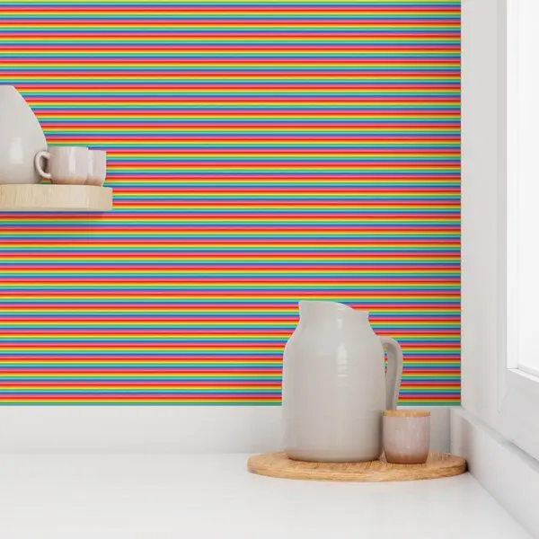 Spoonflower Tiny Stripes Horizontal Colorful Custom Removable Wallpaper