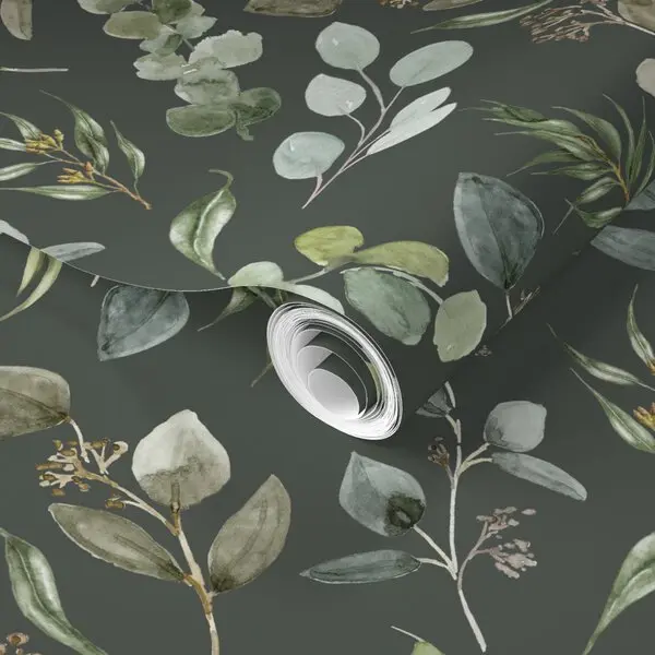 Spoonflower Flower Leaves Floral Forest Leaf Australian Traditional Wallpaper - Green,sage