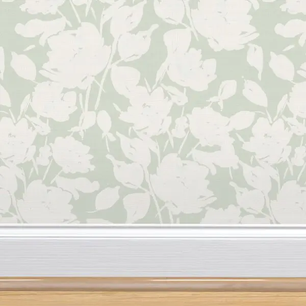 Spoonflower Light Green And White Floral 100% Natural Sisal Grasscloth Wallcovering