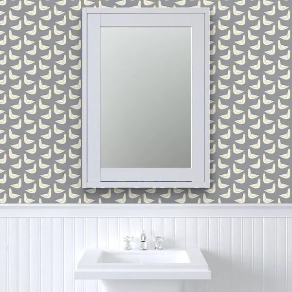 Spoonflower Nursery Seagull Beach House Decor Nautical Bird Traditional Wallpaper