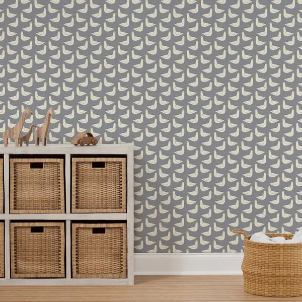 Spoonflower Nursery Seagull Beach House Decor Nautical Bird Traditional Wallpaper