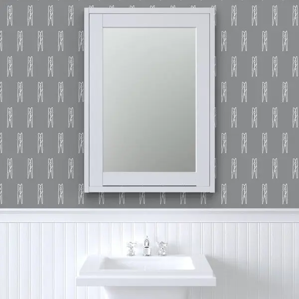 Spoonflower Slate Gray Laundry Sketch Bold Modern Graphic Custom Removable Wallpaper