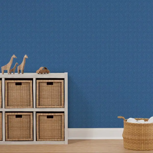 Spoonflower Herringbone Tweed Denim Texture Faux Custom Removable Wallpaper - Blue