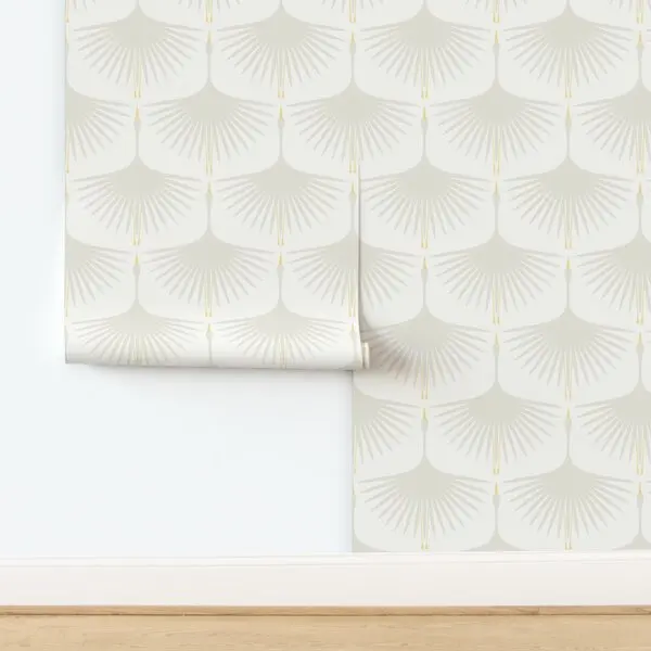 Spoonflower Bird Nature Modern Art Deco Swans Custom Pre-pasted Wallpaper