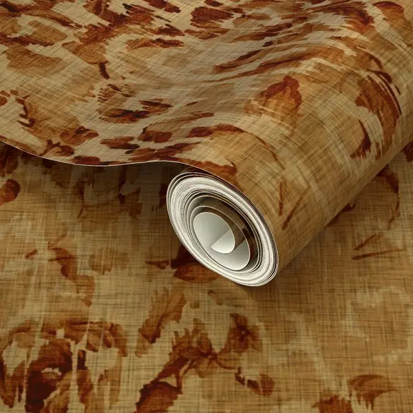 Spoonflower Tan Animal Print Rust Sienna Tie Dye Ikat Wallpaper - Brown