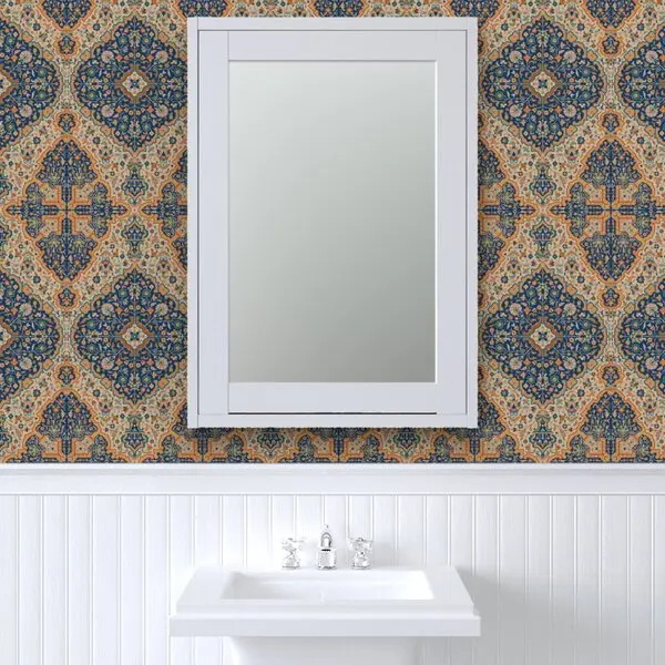 Spoonflower Victorian Damask Islamic Persian Turkish Custom Pre-pasted Wallpaper