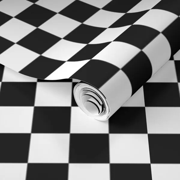 Spoonflower Black White Checked Check Squares Retro Traditional Wallpaper - Black,white,gray