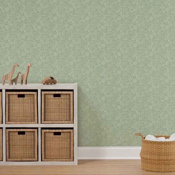 Spoonflower Classics Greek Roses Sage William Morris Traditional Wallpaper