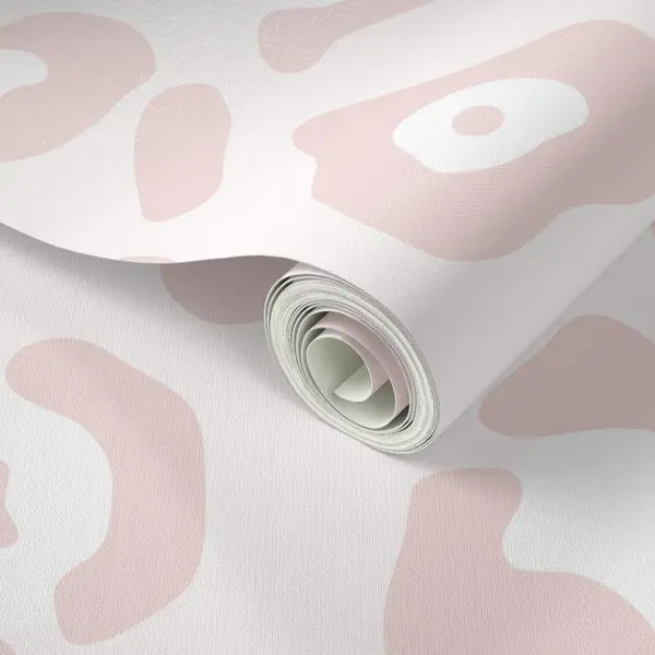Spoonflower Pink Abstract Decor Large Soft Leopard Custom Pre-pasted Wallpaper - Pink,white,gray