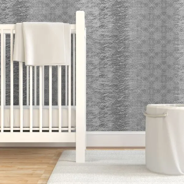 Spoonflower Starry Geometric Star G Grey Silver Painte Custom Removable Wallpaper