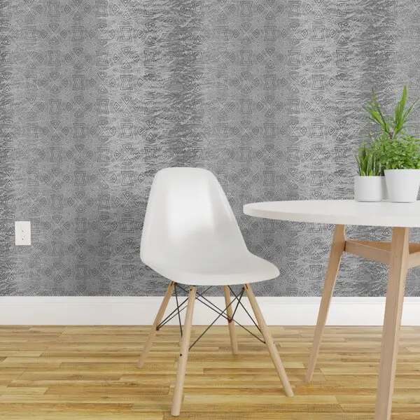 Spoonflower Starry Geometric Star G Grey Silver Painte Custom Removable Wallpaper