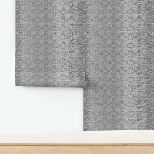 Spoonflower Starry Geometric Star G Grey Silver Painte Custom Removable Wallpaper